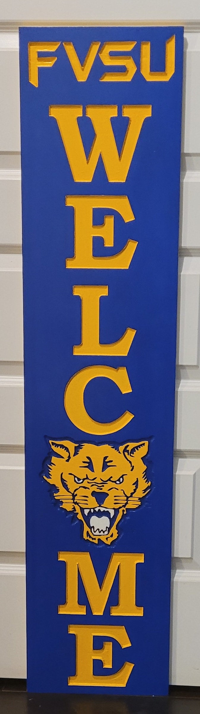 Wood Engraved Painted FVSU Vertical Welcome Sign | MURPHY WOOD DESIGNS ...